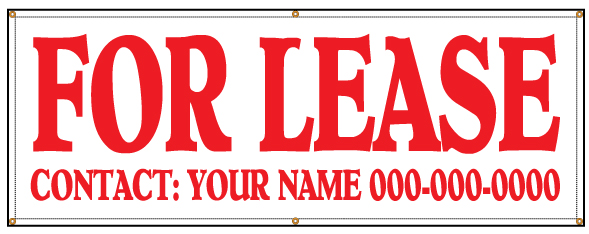 Buy our "For Lease" banner with contact information at Signs World Wide