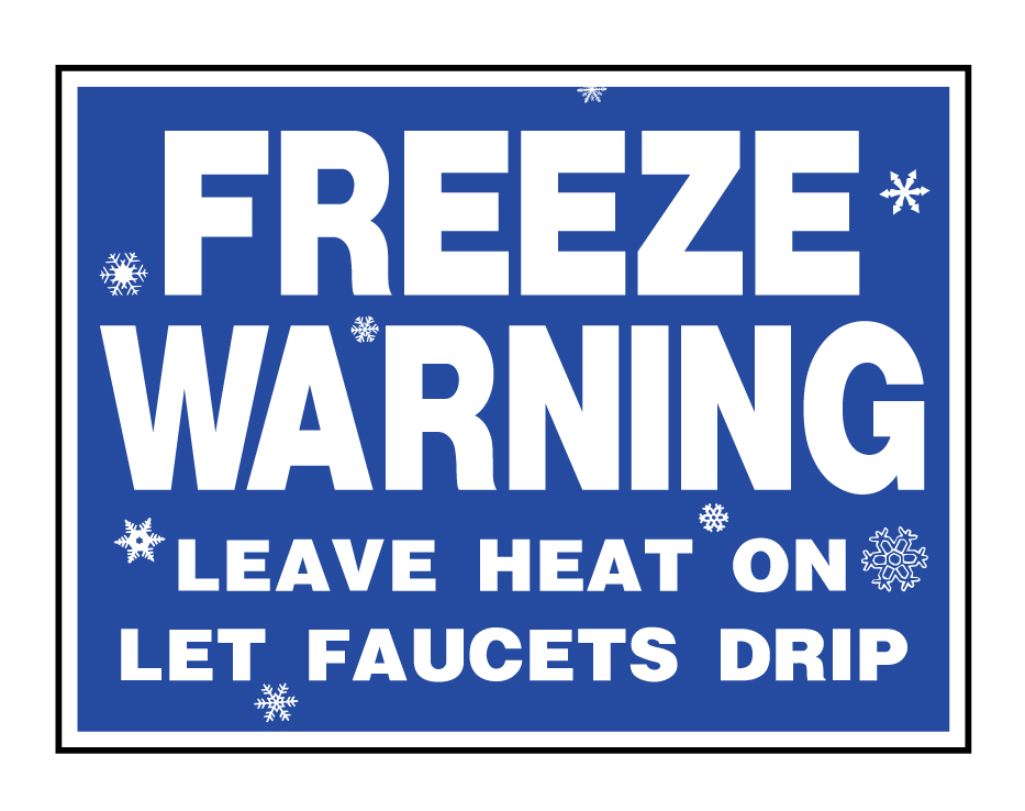 Buy our "Freeze Warning" corrugated plastic sign from Signs World Wide