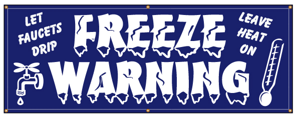 Buy our "Freeze Warning" banner from Signs World Wide