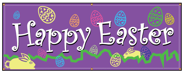 Buy our colorful "Happy Easter" banner from Signs World Wide