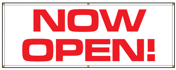 Buy our "NOW OPEN" banner from Signs World Wide