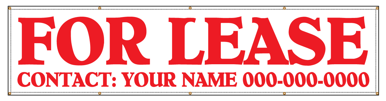 Buy our "For Lease" banner with contact information from Signs World Wide