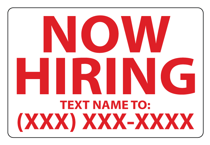 Buy our "Now Hiring Text Name with Phone Number" magnetic at Signs ...