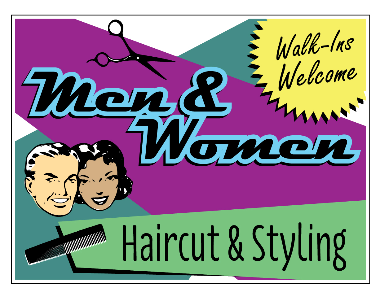 Buy our "Mens And Womens Haircut" corrugated plastic sign from Signs ...
