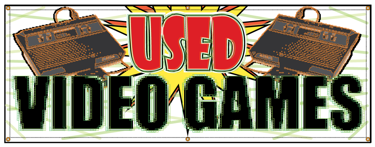 Buy our "Used Video Games PIXELS" banner from Signs World Wide