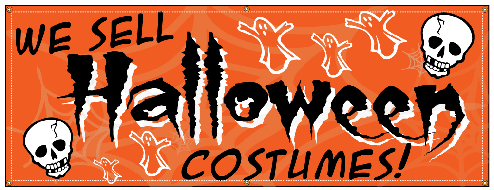 Buy this "WE Sell Halloween Costumes" banner from Signs World Wide