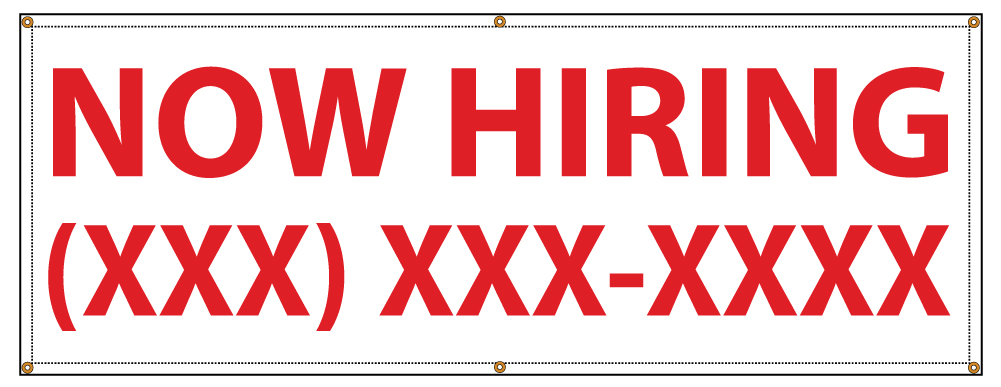 Buy our "Now Hiring Phone Number Banner" at Signs World Wide