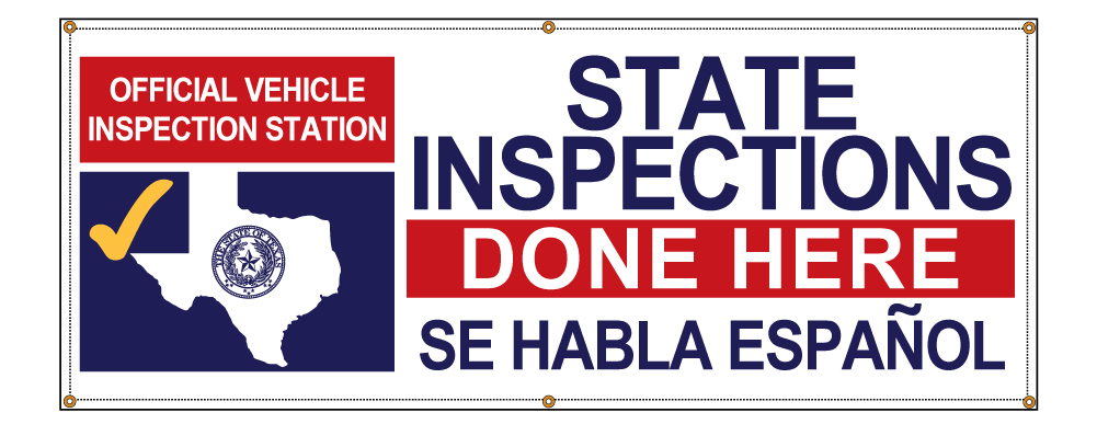 Buy our "State Inspections Done Here Se Habla Espanol" Texas banner at ...