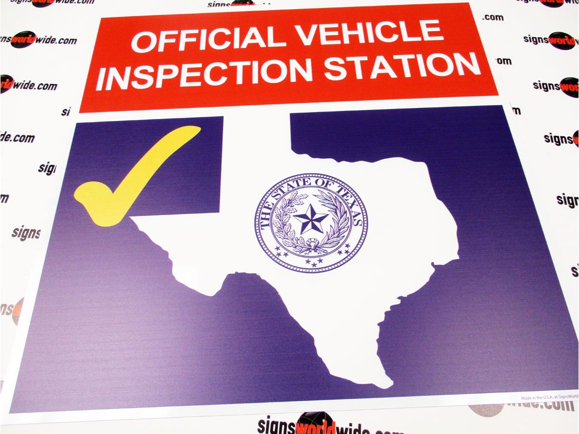 Buy our aluminum "Official Texas Vehicle Inspection Station" sign at ...