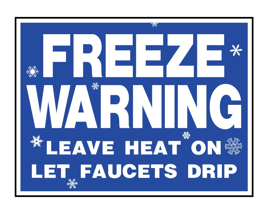 Buy our "Freeze Warning" corrugated plastic sign from Signs World Wide